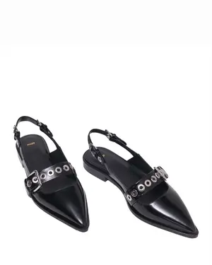 Maje Leather Slingback Flats