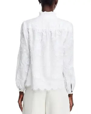Michael Kors Embroidered Cotton Frill Blouse
