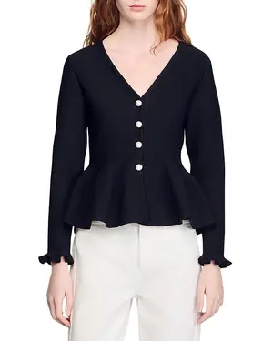 Sandro Peplum Cardigan Sweater