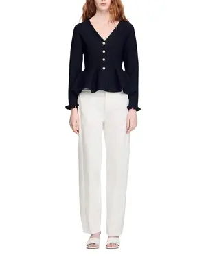 Sandro Peplum Cardigan Sweater