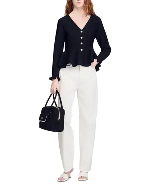 Sandro Peplum Cardigan Sweater