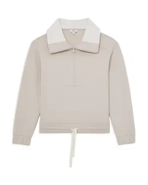 REISS Laney Half Zip Sweatshirt - Stone Neutral