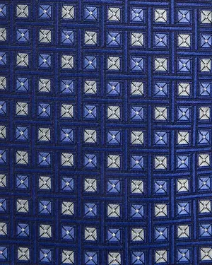 Canali Silk Geometric Box Tie - Blue