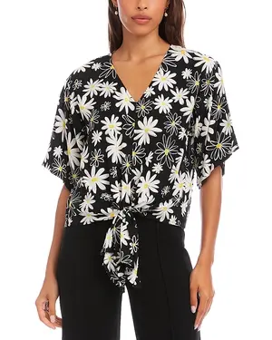 Karen Kane Flutter Sleeve Tie Front Top