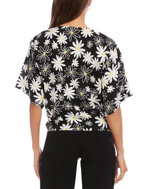 Karen Kane Flutter Sleeve Tie Front Top