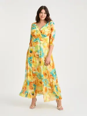 Floral Print Maxi Wrap Dresses