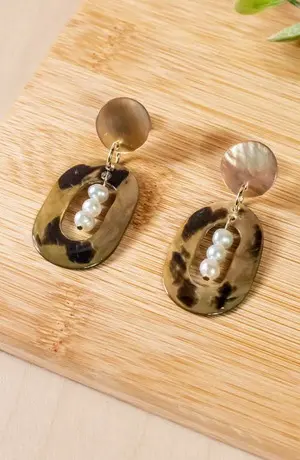 Likhâ Mother-of-pearl And Pearl Dangle Earrings - Brown