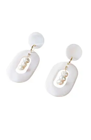 LIKHA Mother-of-pearl And Pearl Dangle Earrings - White