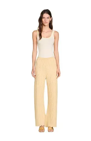 Sandro Rhinestone Knit Trousers - Gold