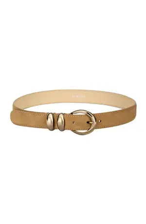 Sandro Leather Belt With Metal Buckle - Beige