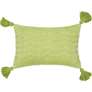 CAROL & FRANK Hodges Woven Throw Pillow With Tassels - Green