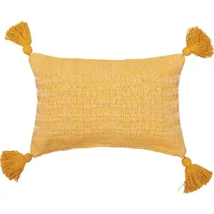 CAROL & FRANK Hodges Woven Throw Pillow With Tassels - Yellow