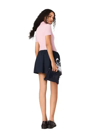 Maje Floral Print Cotton Skirt - Navy
