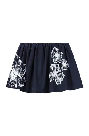 Maje Floral Print Cotton Skirt - Navy