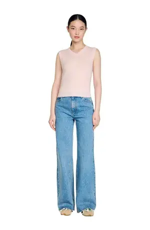 Sandro Embroidered Wool Cashmere Vest - Light Pink