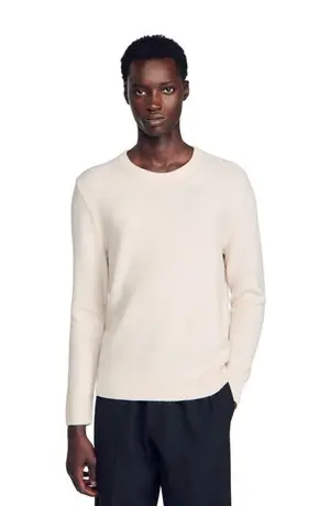 Sandro Crew-neck Seed Stitch Knit Sweater - Ecru