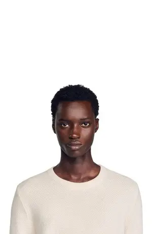 Sandro Crew-neck Seed Stitch Knit Sweater - Ecru