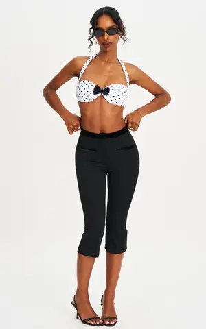 MISS CIRCLE Polka Dot Bowtie Halter Bikini Top