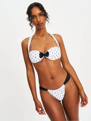 MISS CIRCLE Polka Dot Ruched Bikini Bottom