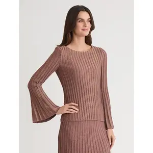 Misook Lurex Bell Sleeve Knit Tunic