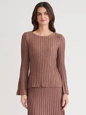 Misook Lurex Bell Sleeve Knit Tunic