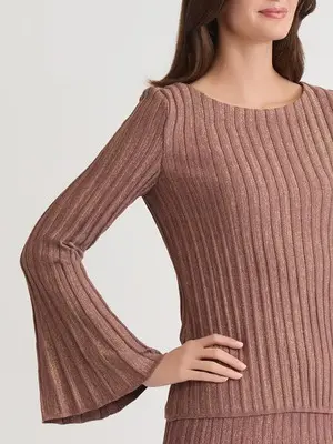 Misook Lurex Bell Sleeve Knit Tunic