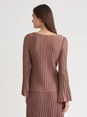 Misook Lurex Bell Sleeve Knit Tunic
