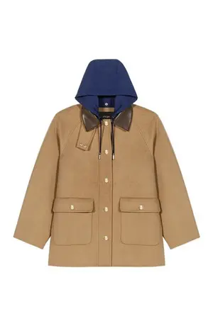 Maje Wool Coat With Removable Hood