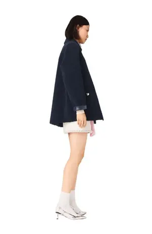 Maje Reversible Faux Shearling Jacket - Navy