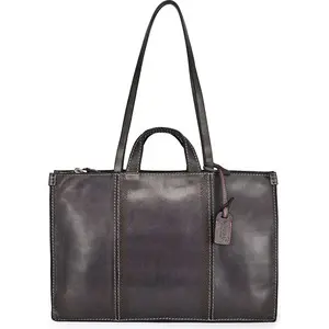 OLD TREND Genuine Leather Structured Carryall Tote - Grey