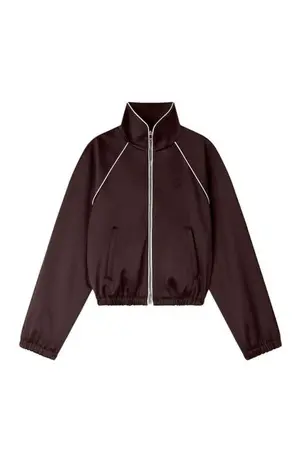 Sandro Cropped Embroidered Satin Jacket