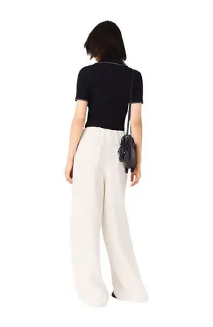 Maje Wide-leg Tweed Trousers - Ecru