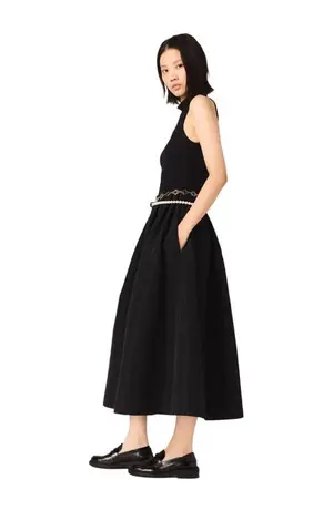 Maje Mixed-material Taffeta Midi Dress
