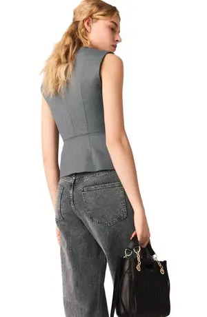 Maje Jewel-button Tailored Waistcoat - Grey