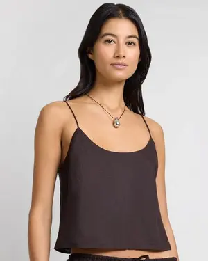 Onia Air Linen Cami Top - Espresso