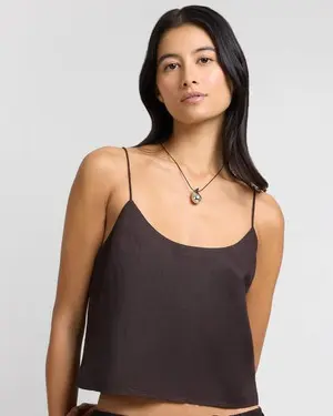 Onia Air Linen Cami Top - Espresso