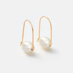 SARA PATINO Floating Pearl Hoop Earrings