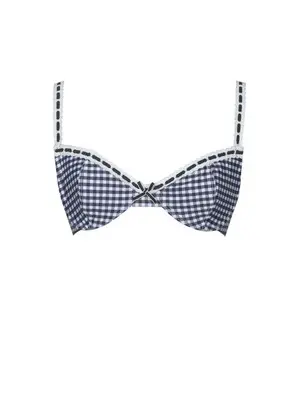MISS CIRCLE Gingham Lace Decoration Bikini Top