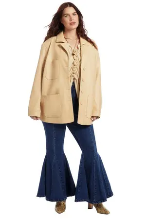 JUNE + VIE Relaxed Faux Leather Blazer