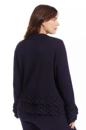 JUNE + VIE Ruffled Peplum Cardigan Sweater