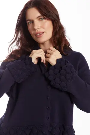 JUNE + VIE Ruffled Peplum Cardigan Sweater