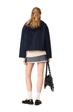 Maje Rhinestone-embellished Hooded Windbreaker - Navy