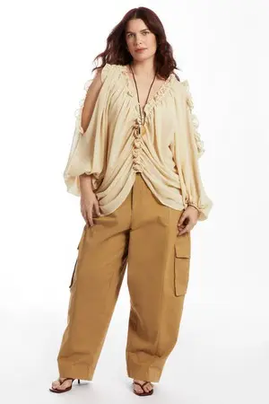 JUNE + VIE Draped Off-the-shoulder Blouse