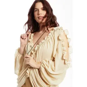 JUNE & VIE Draped Blouse - Pebble