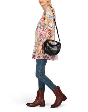 OLD TREND Dahlia Genuine Leather Hobo Bag - Black