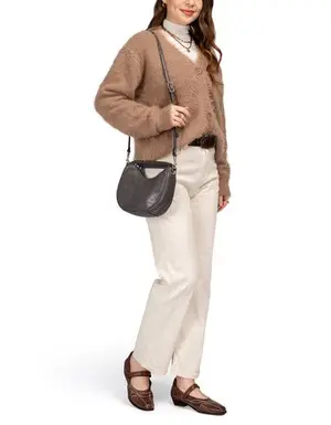 OLD TREND Dahlia Genuine Leather Hobo Bag - Grey