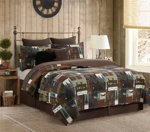 C&F HOME Rutherford Breeze Rustic Lodge Cotton Quilt Reversible And Machine Washable - Blue