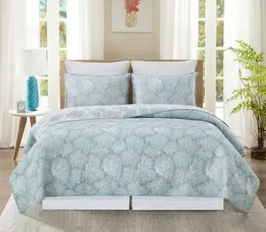 C&F HOME Seafoam Coral Jaquard Coverlet Set