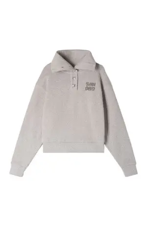Sandro Embroidered Fleece Sweatshirt - Grey
