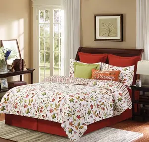 C&F HOME Camilla Fall Leaves Cotton Quilt Set Reversible And Machine Washable - Red